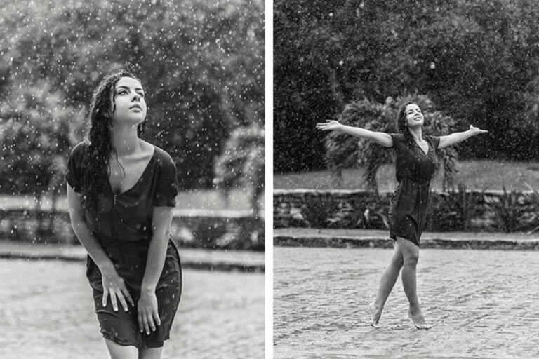 Creative RAIN photoshoot results in black and white photos.